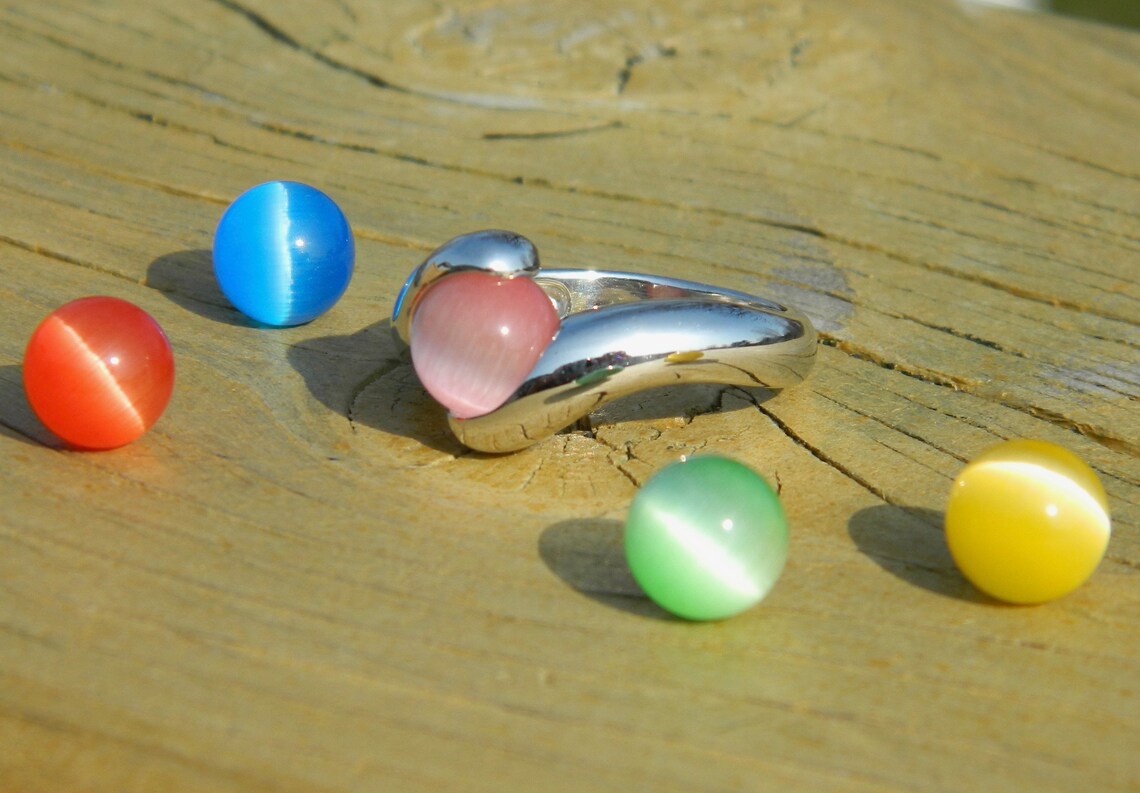 Interchangeable Marble Ring With 5 8mm Changeable Cateye | Etsy