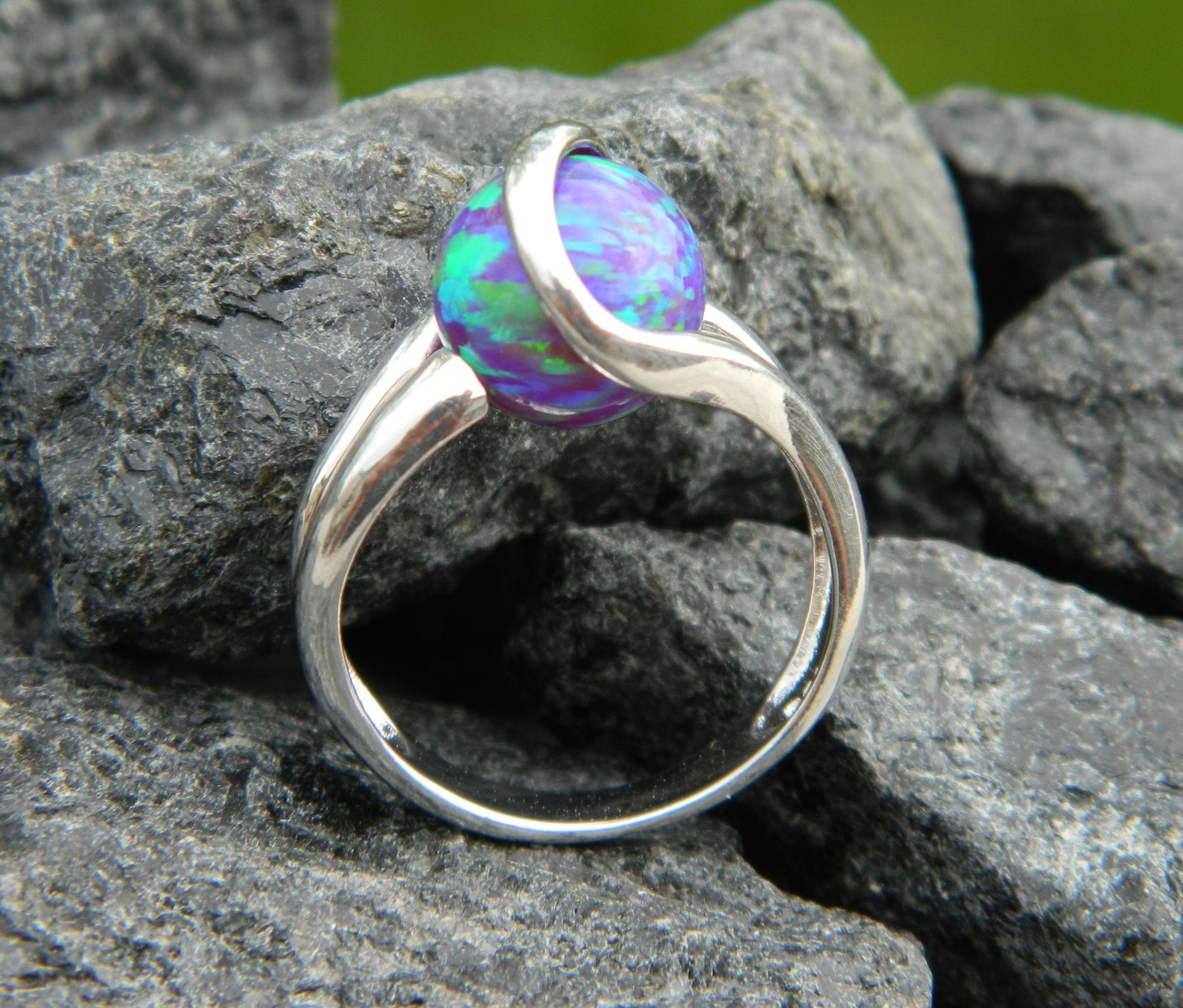 Interchangeable Ring .925 Sterling Silver With 10mm Syn. - Etsy