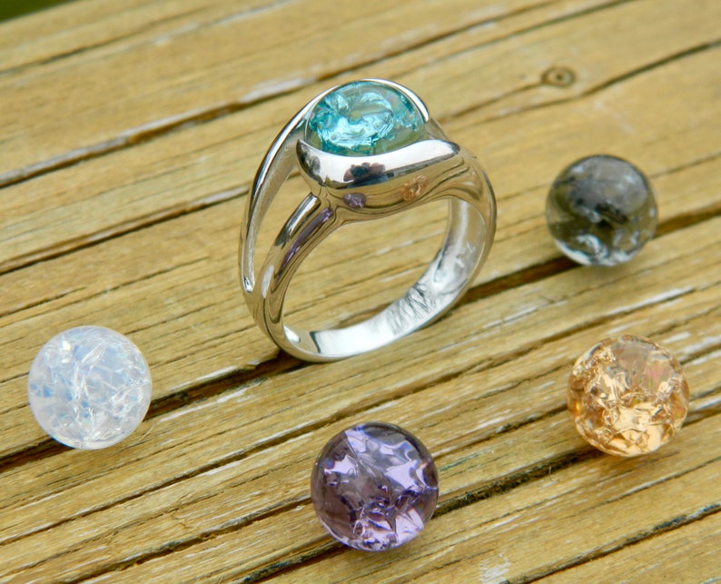 10mm Interchangeable Stone Ring With 5 10mm Clear Cracked | Etsy