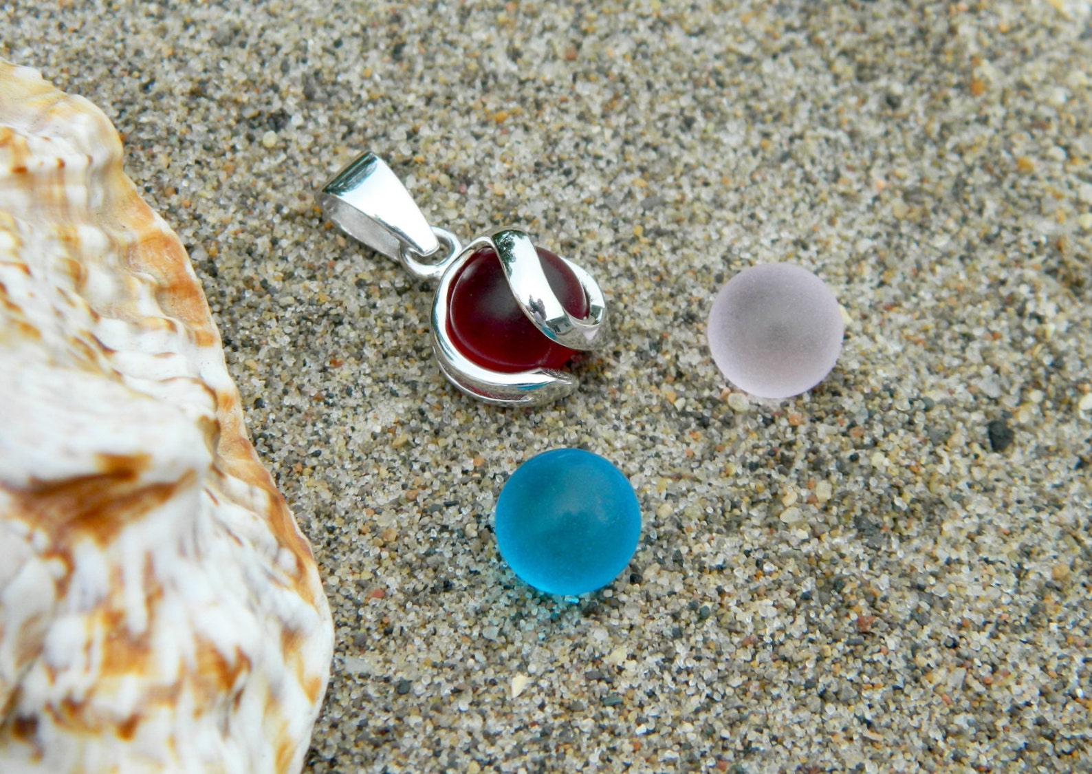 Interchangeable Stone Pendant With Three 8mm Sea Glass Stones. - Etsy