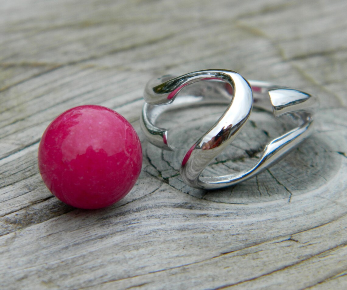 Interchangeable Ring With 12mm Fuschia Jade Stone - Etsy