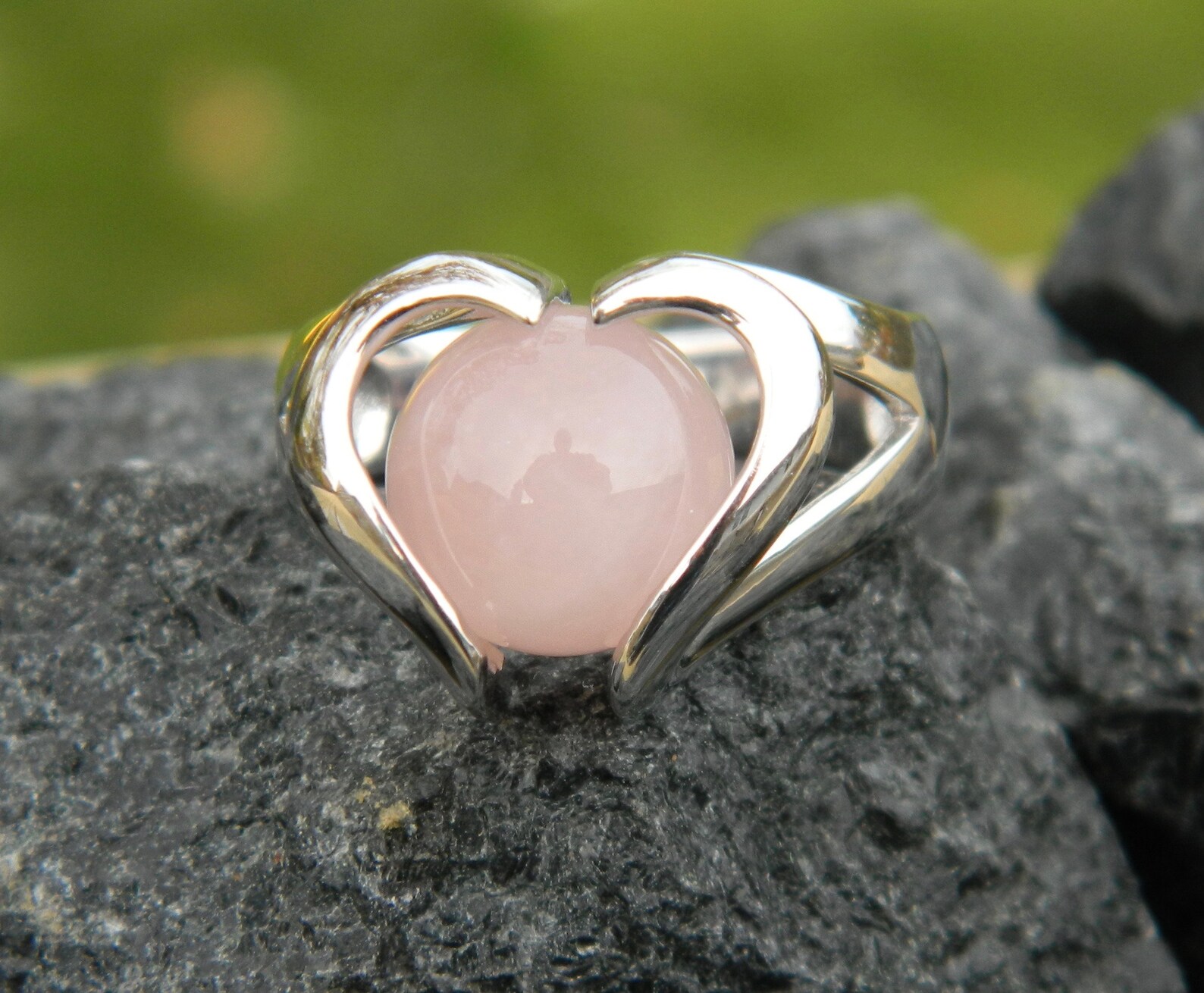 Interchangeable Marble Heart Ring With 10mm Rose Quartz Stone - Etsy