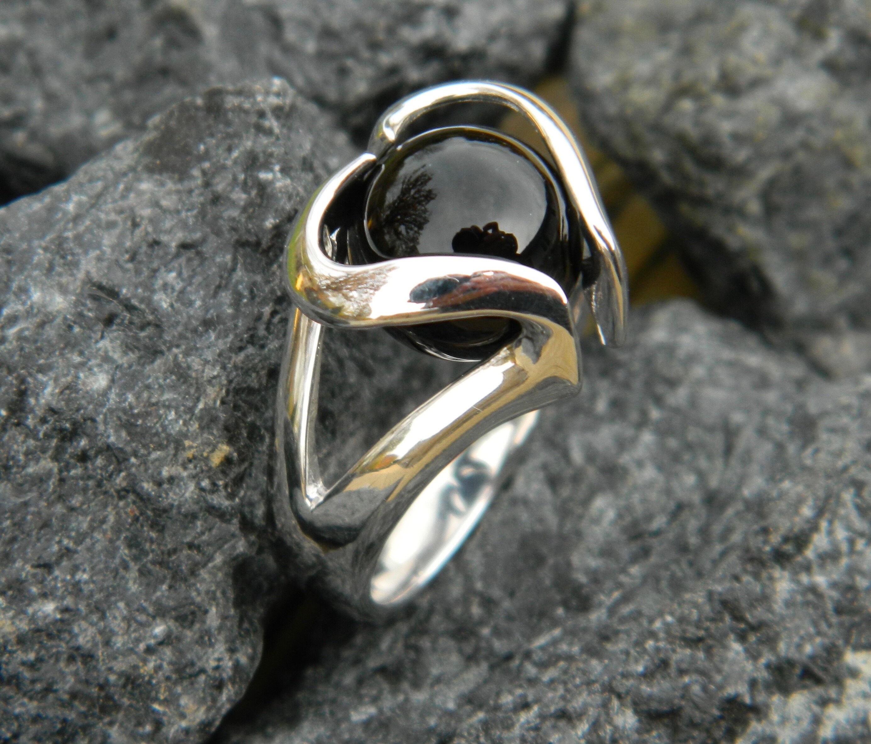 Interchangeable Marble Heart Ring With 10mm Black Onyx Stone - Etsy