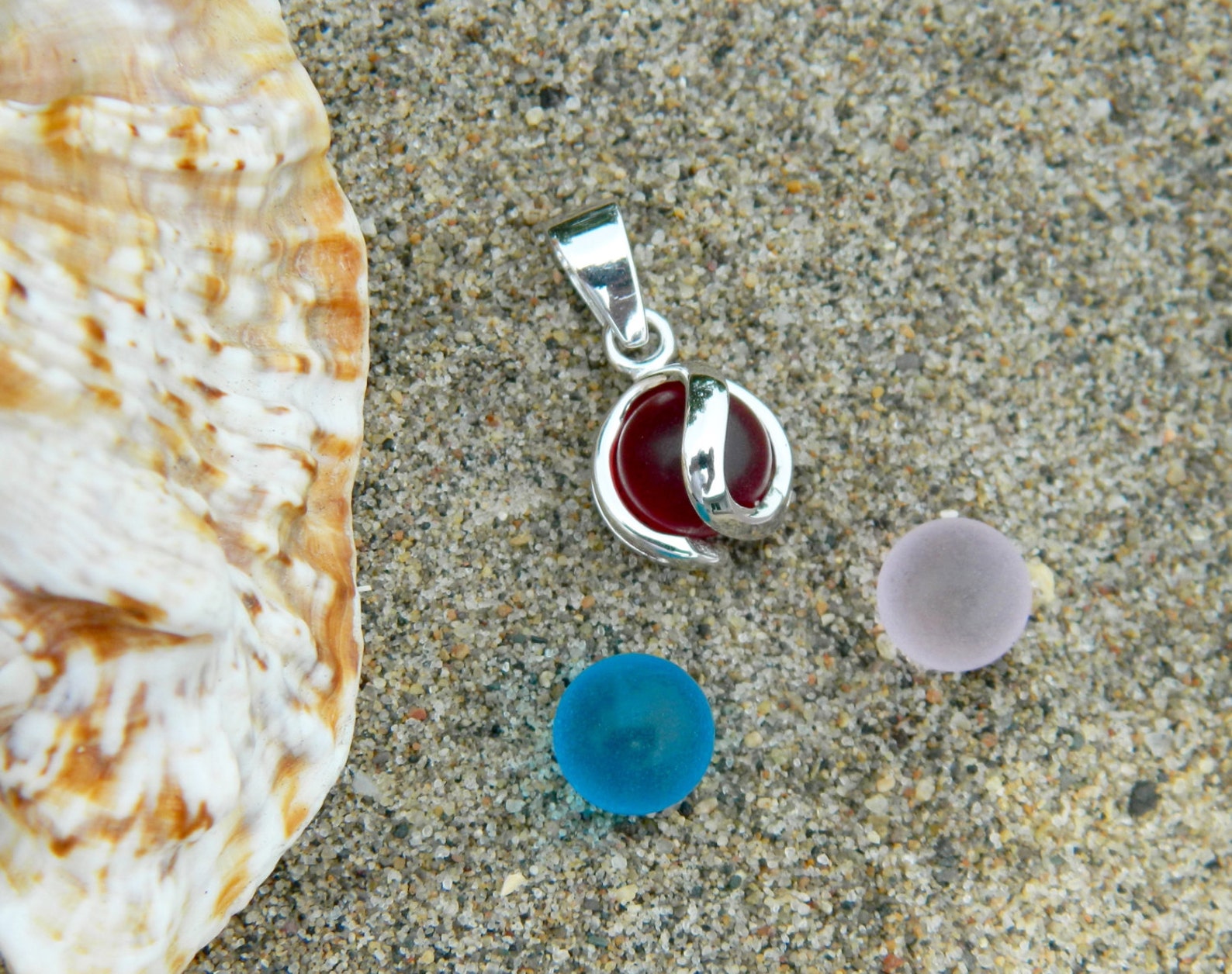 Interchangeable Stone Pendant With Three 8mm Sea Glass Stones. - Etsy