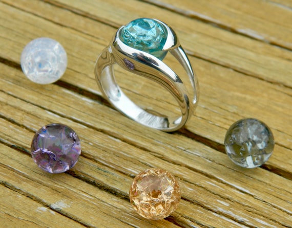 10mm Interchangeable Stone Ring With 5 10mm Clear Cracked | Etsy