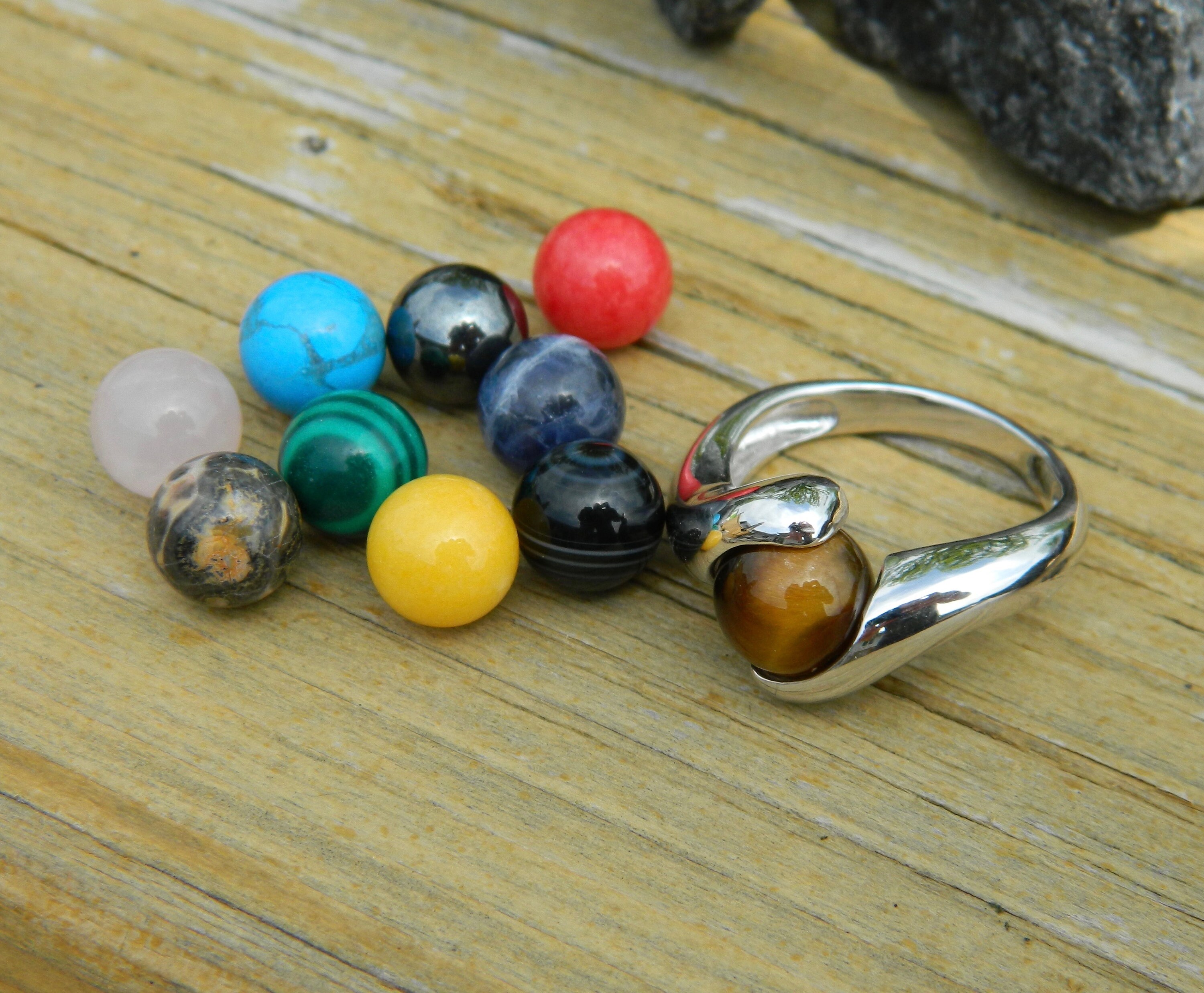 Interchangeable Ring With 10 8mm Semi Precious Stones - Etsy