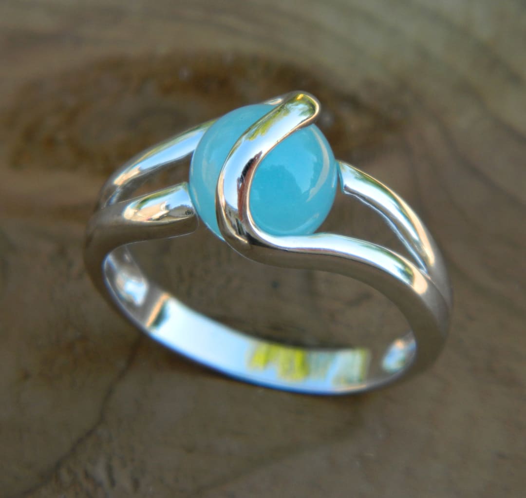 Interchangeable Ring With 8mm Aqua Stone - Etsy