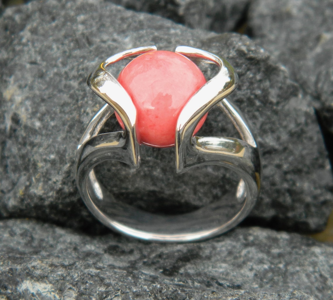 Interchangeable Marble Heart Ring With 10mm Pink Howlite Stone - Etsy