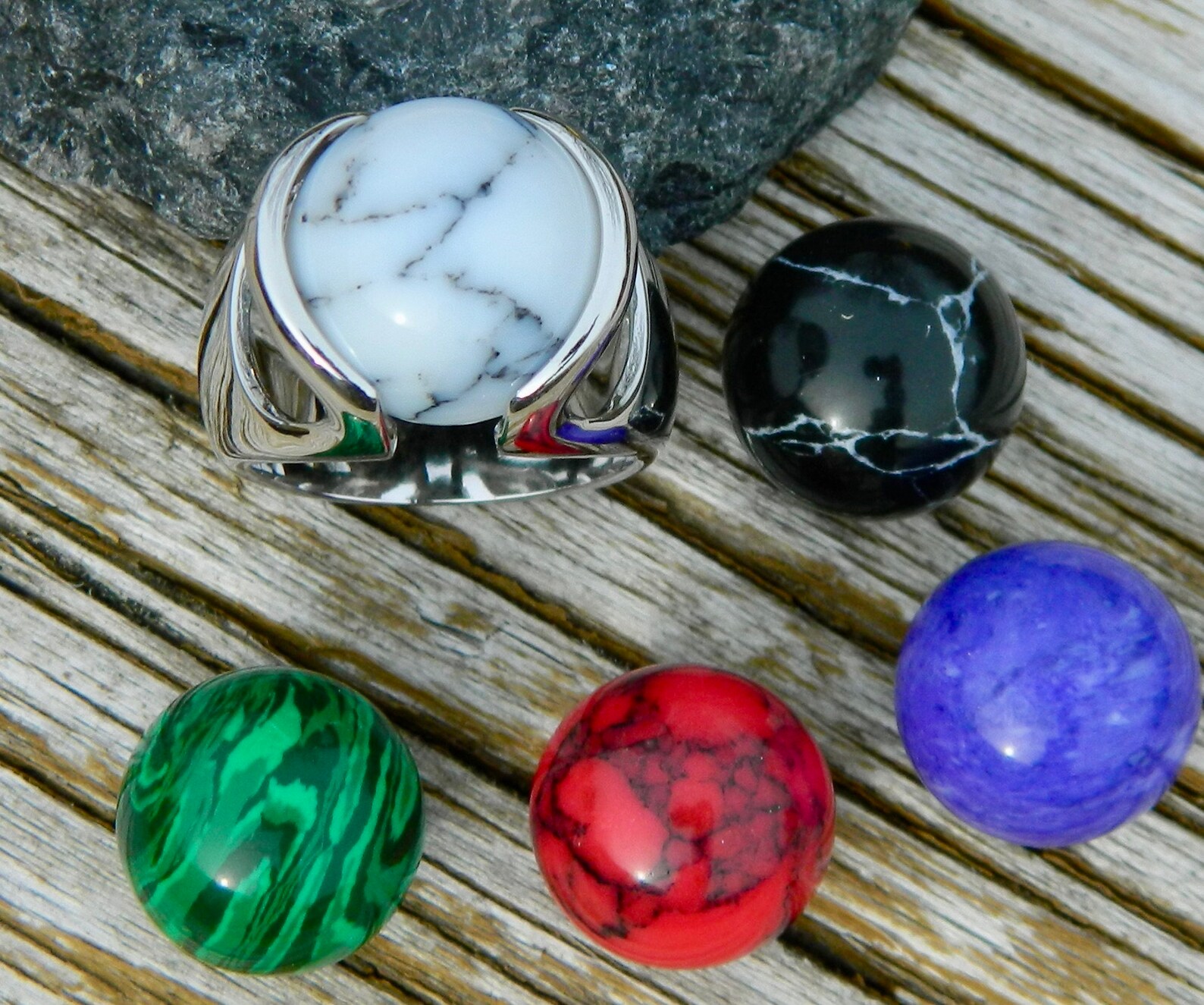 14mm Interchangeable Ring With 5 14mm Semi Precious Stones - Etsy