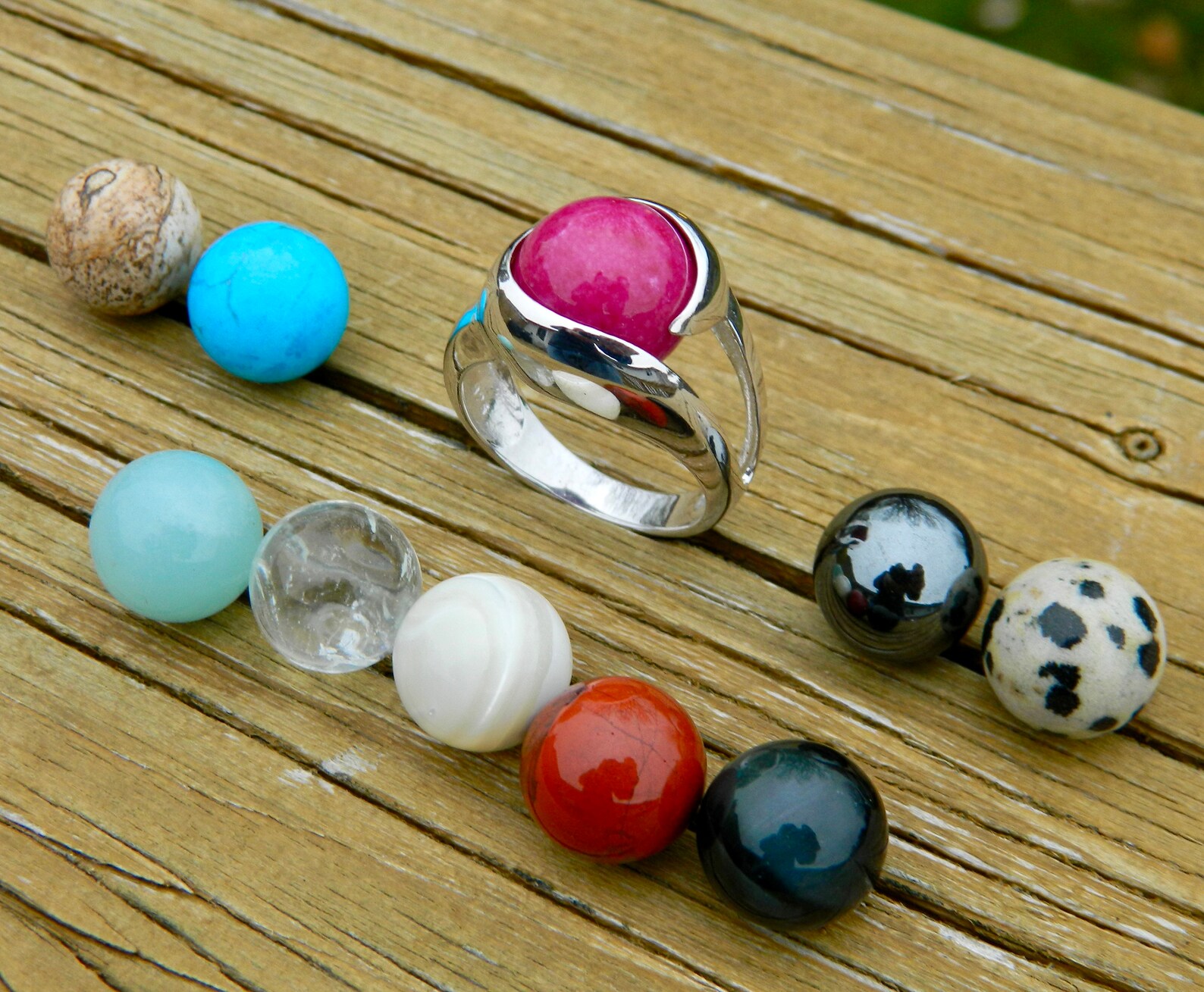 Interchangeable Ring With 10 12mm Semi Precious Stones | Etsy