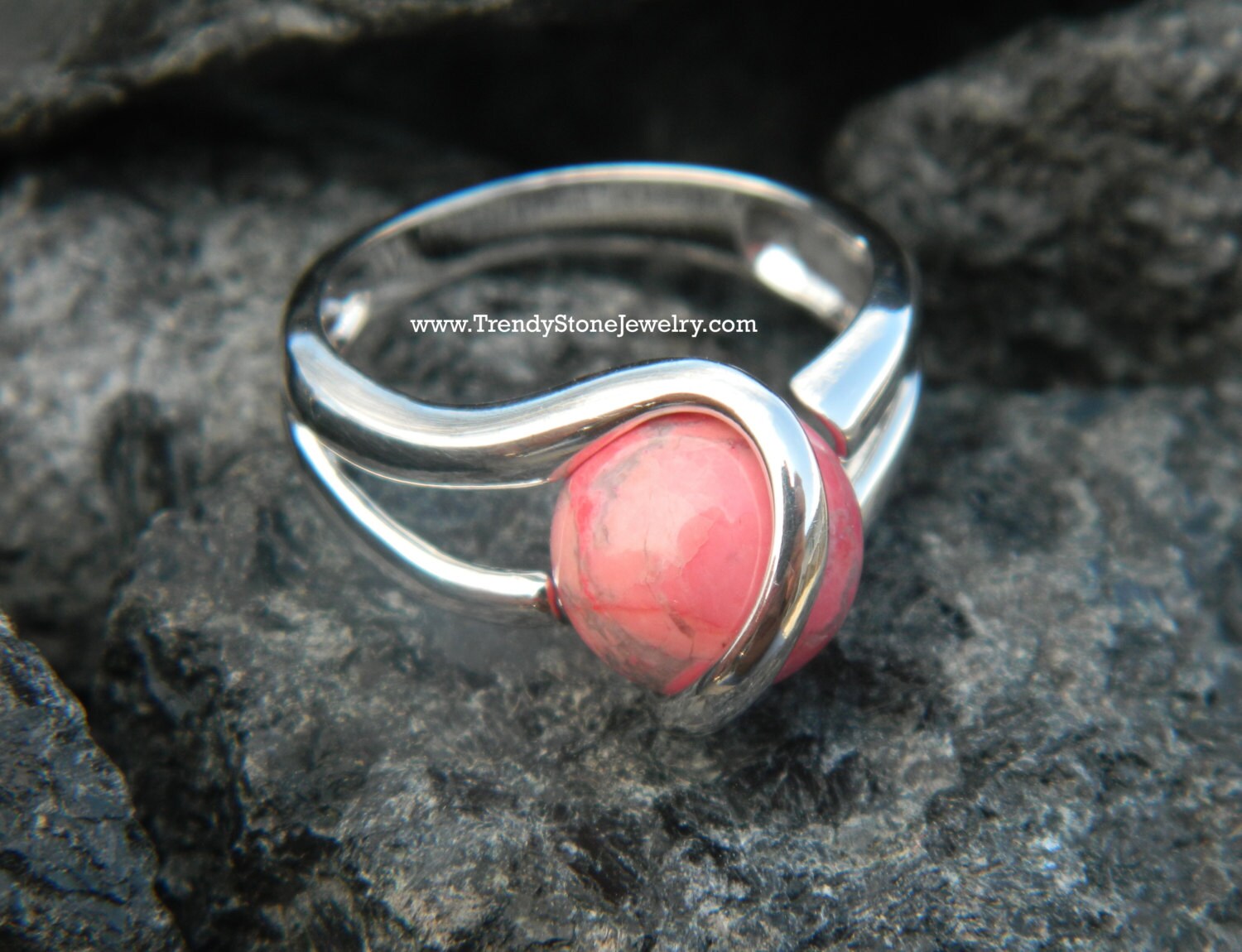 Interchangeable Ring With 10mm Pink Howlite Stone - Etsy