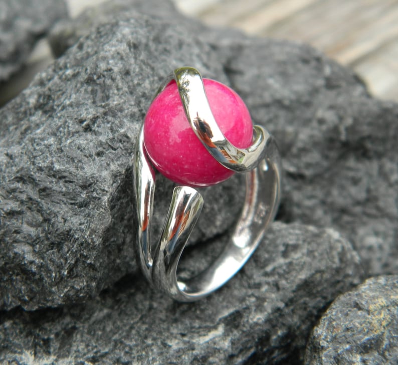 Interchangeable Ring With 12mm Fuschia Jade Stone - Etsy