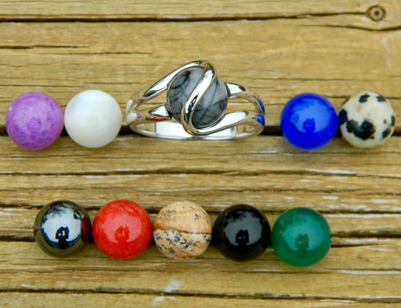 Interchangeable Ring With 10 10mm Semi Precious Stones - Etsy