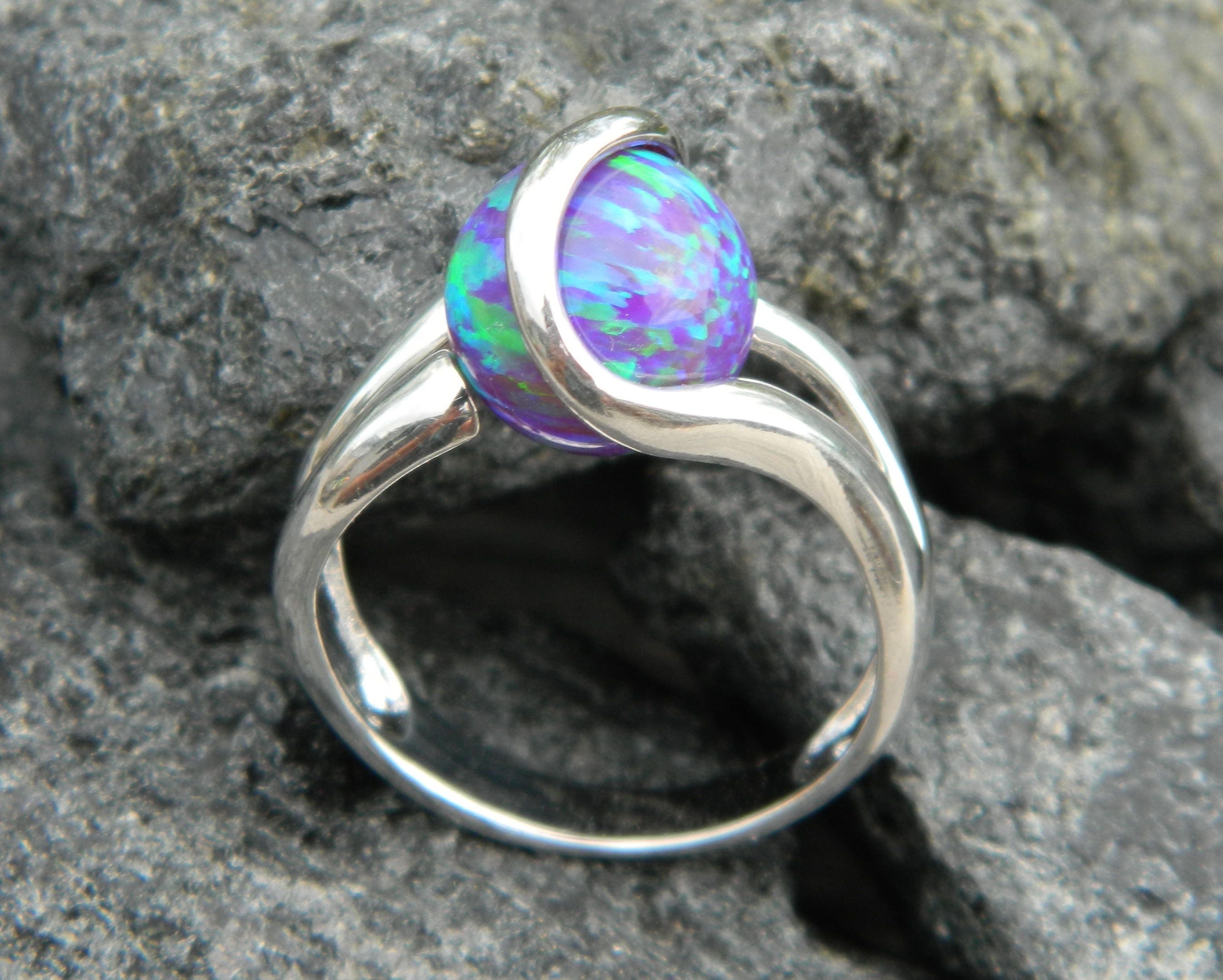 Interchangeable Ring .925 Sterling Silver With 10mm Syn. - Etsy