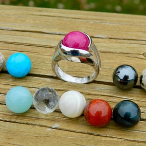 Interchangeable Ring With 10 - 12mm Semi Precious Stones - Etsy