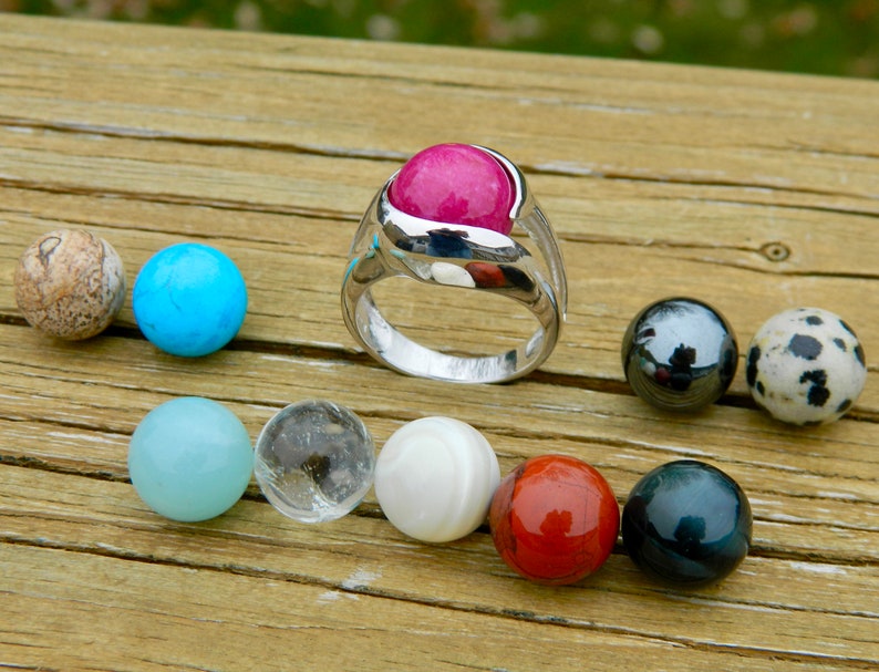 Interchangeable Ring With 10 - 12mm Semi Precious Stones - Etsy