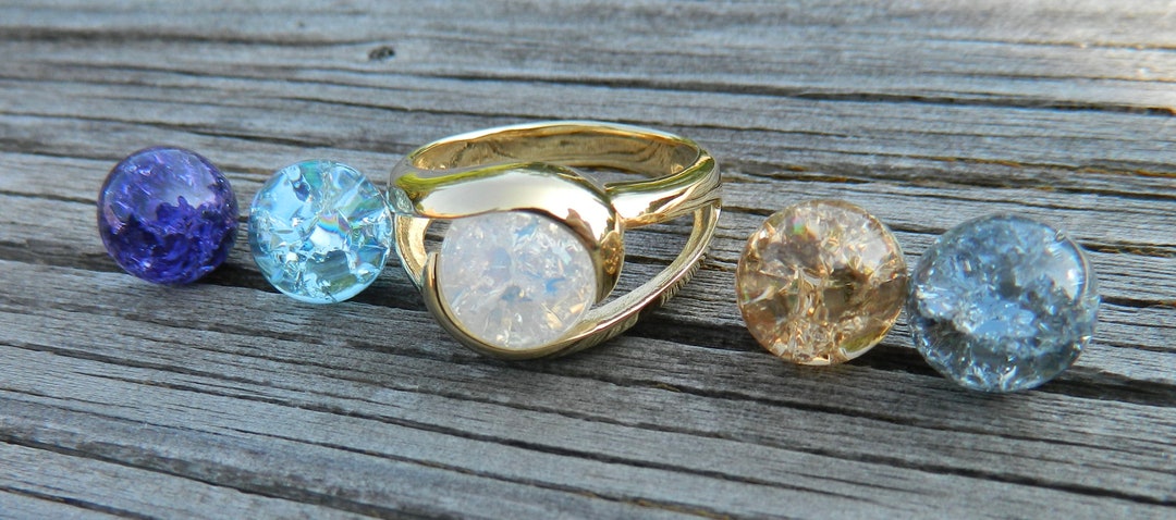 10mm Interchangeable 18K Gold Plated Stone Ring With 5 - 10mm Clear ...