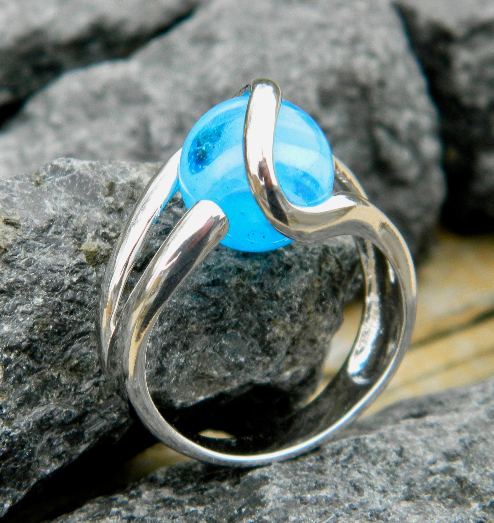 Marble Glows in the Dark Interchangeable Stone Ring With - Etsy