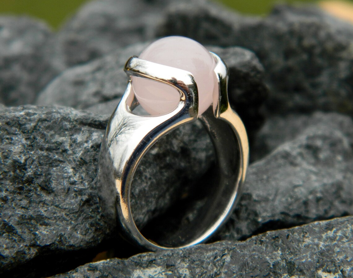 10mm Interchangeable Ring With a 10mm Rose Quartz Stone - Etsy