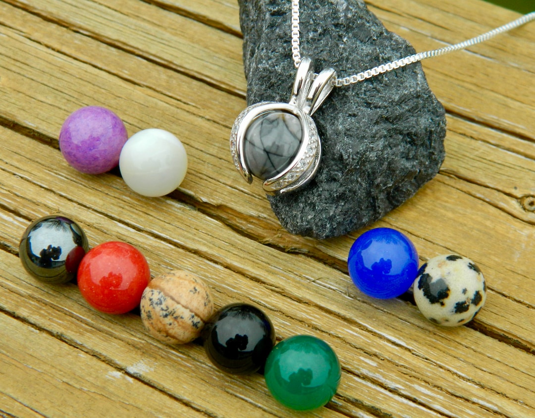Interchangeable Marble Pendant With 10 - 10mm Semi Precious Stones - Etsy