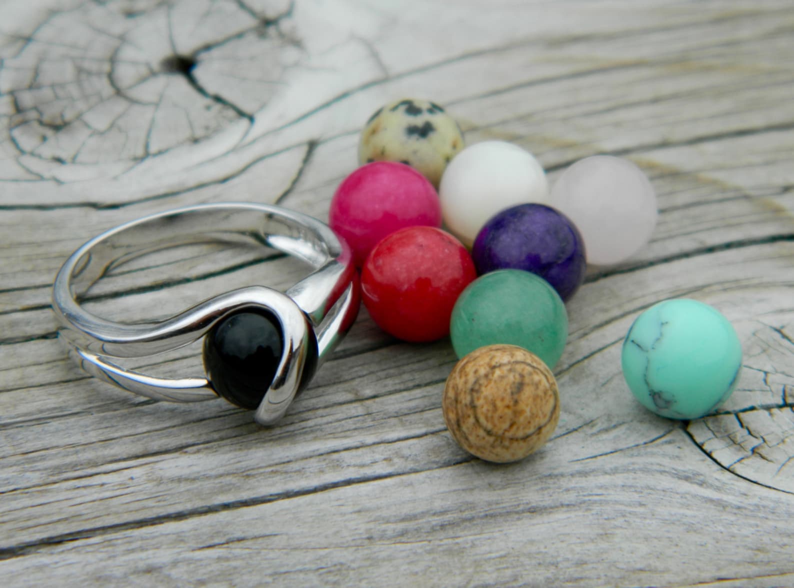 Interchangeable Ring With 10 8mm Semi Precious Stones - Etsy