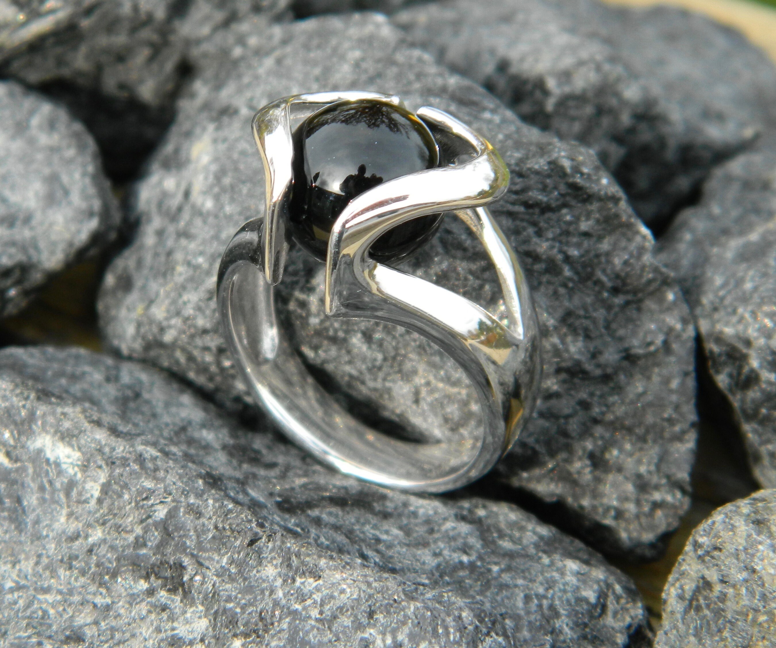 Interchangeable Marble Heart Ring With 10mm Black Onyx Stone | Etsy