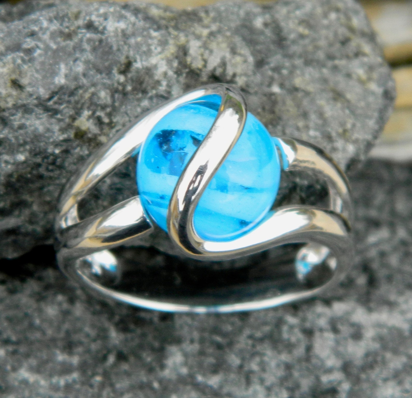 Marble Glows in the Dark Interchangeable Stone Ring With - Etsy