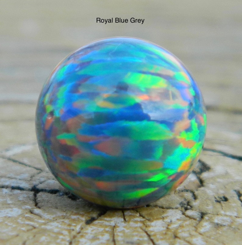 10mm Synthetic Royal Blue Grey Opal marble stone for | Etsy