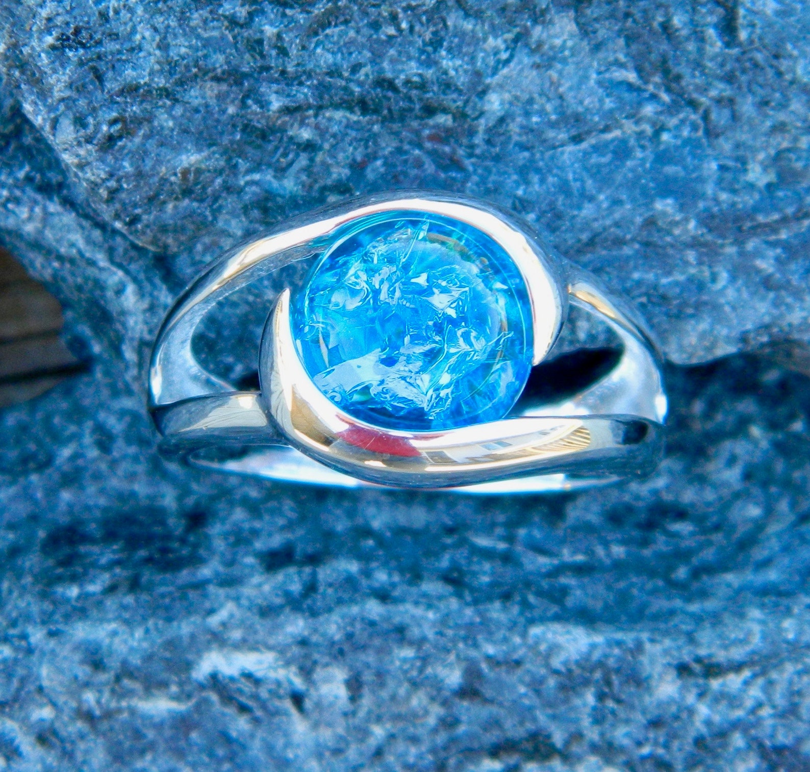 Interchangeable Marble Ring .925 Sterling Silver With Your - Etsy