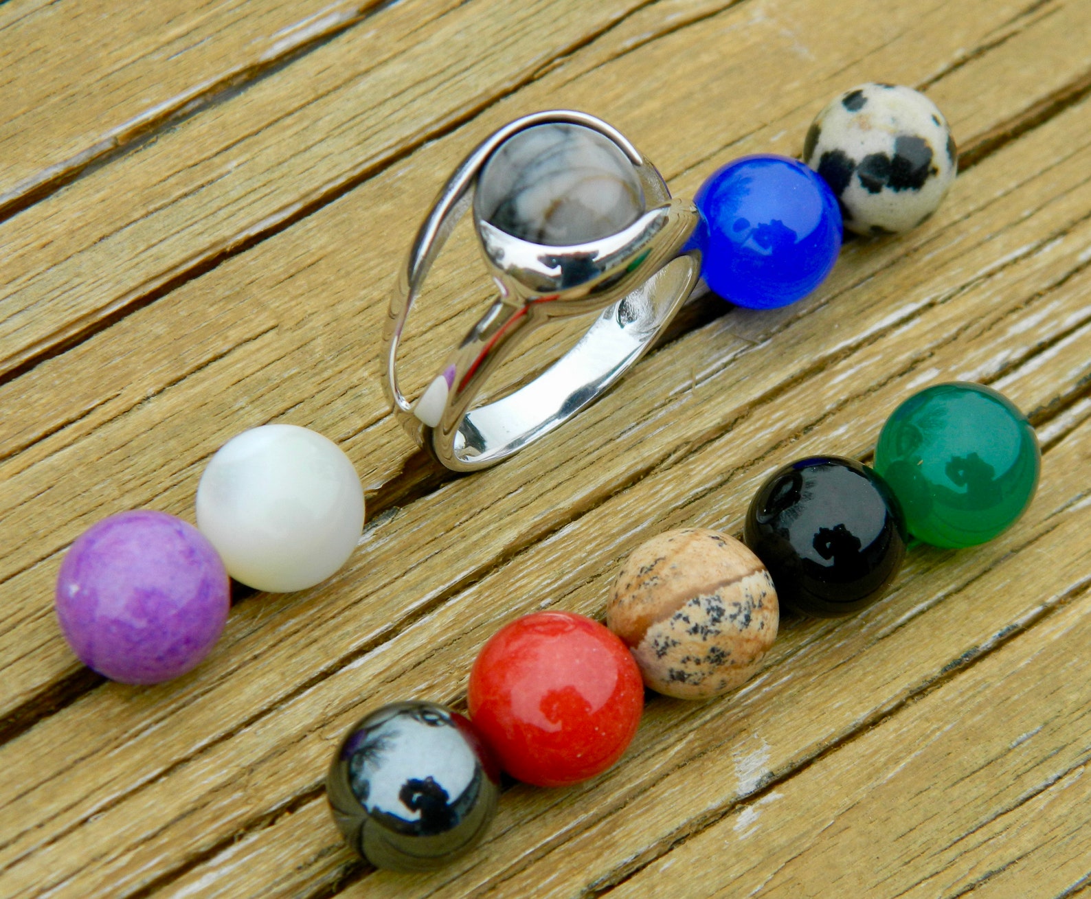 Interchangeable Ring With 10 - 10mm Semi Precious Stones - Etsy