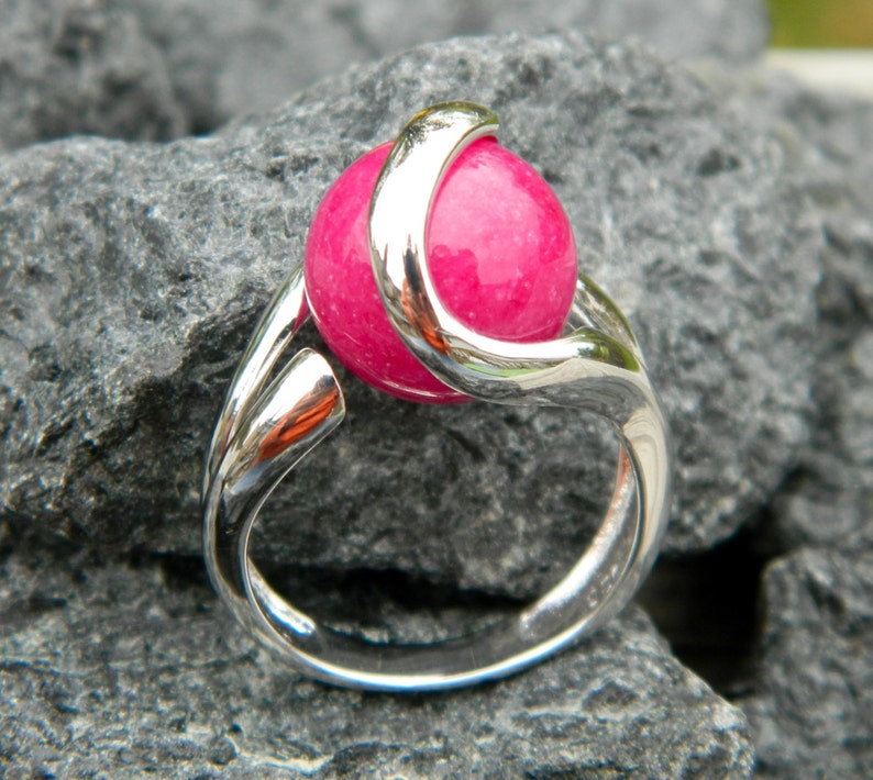 Interchangeable Ring With 12mm Fuschia Jade Stone - Etsy