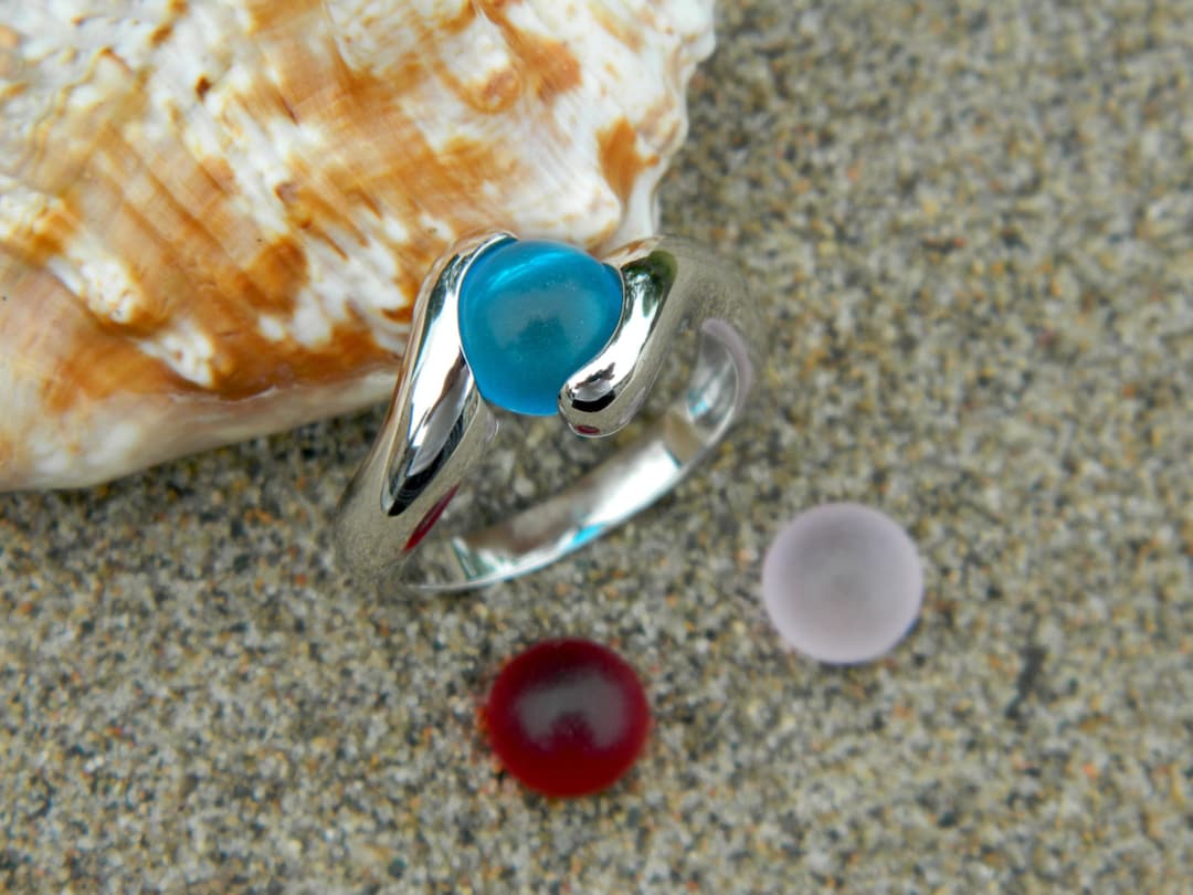 Interchangeable Marble Ring With 3 - 8mm Sea Glass Stones - Etsy