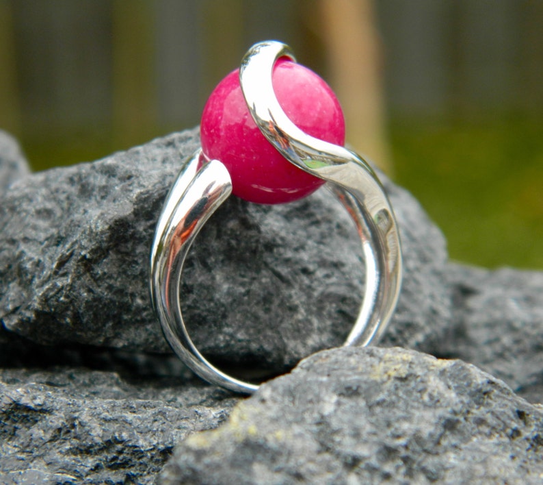 Interchangeable Ring With 12mm Fuschia Jade Stone - Etsy