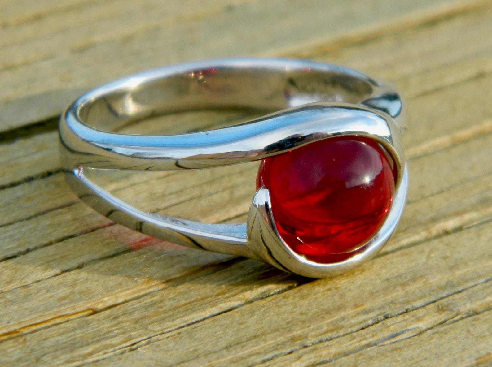 Interchangeable Ring With 8mm Red Glass Stone | Etsy