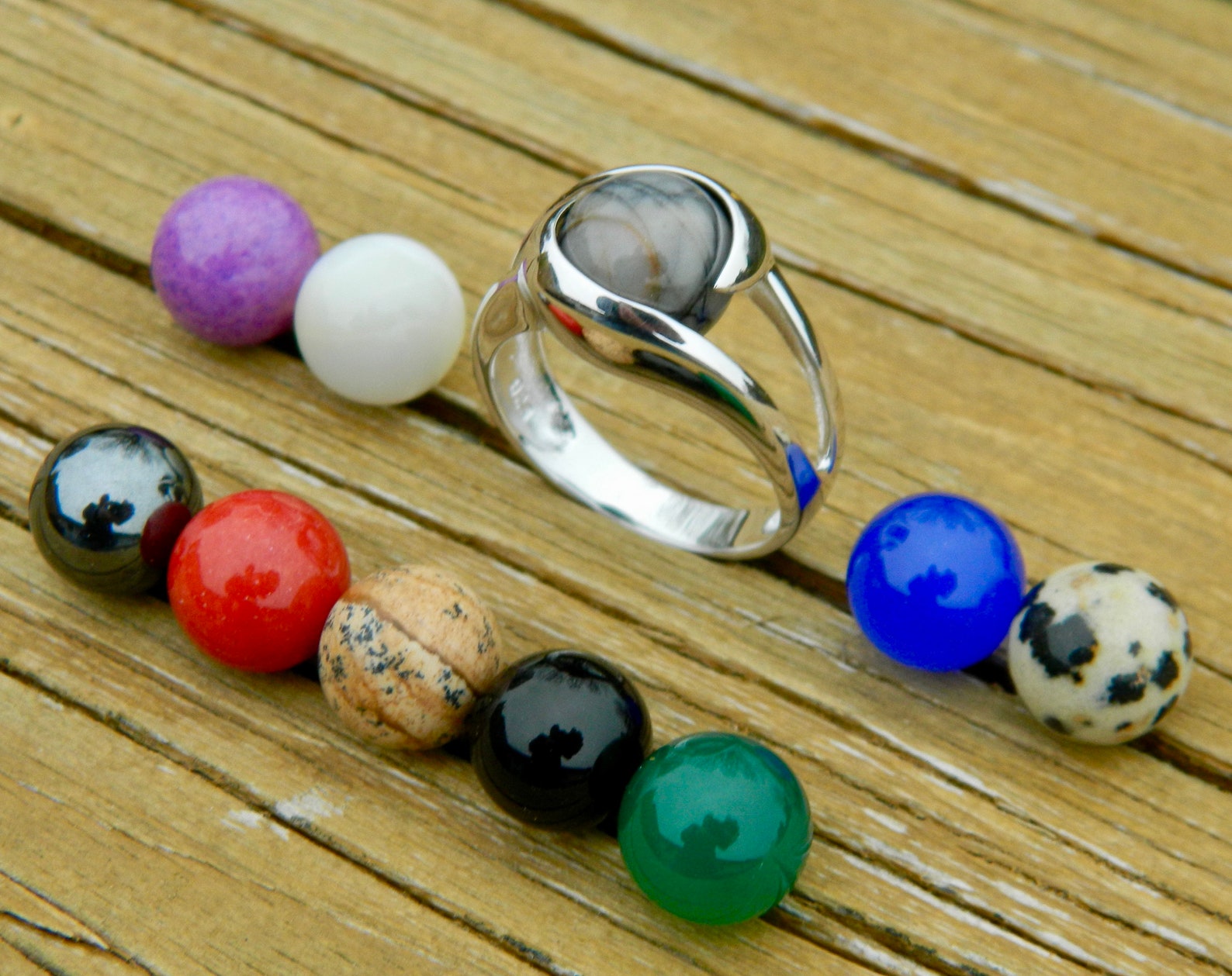 Interchangeable Ring With 10 - 10mm Semi Precious Stones - Etsy