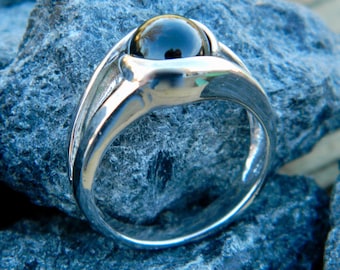 Interchangeable Marble Ring With 8mm Syn. Black Opal - Etsy