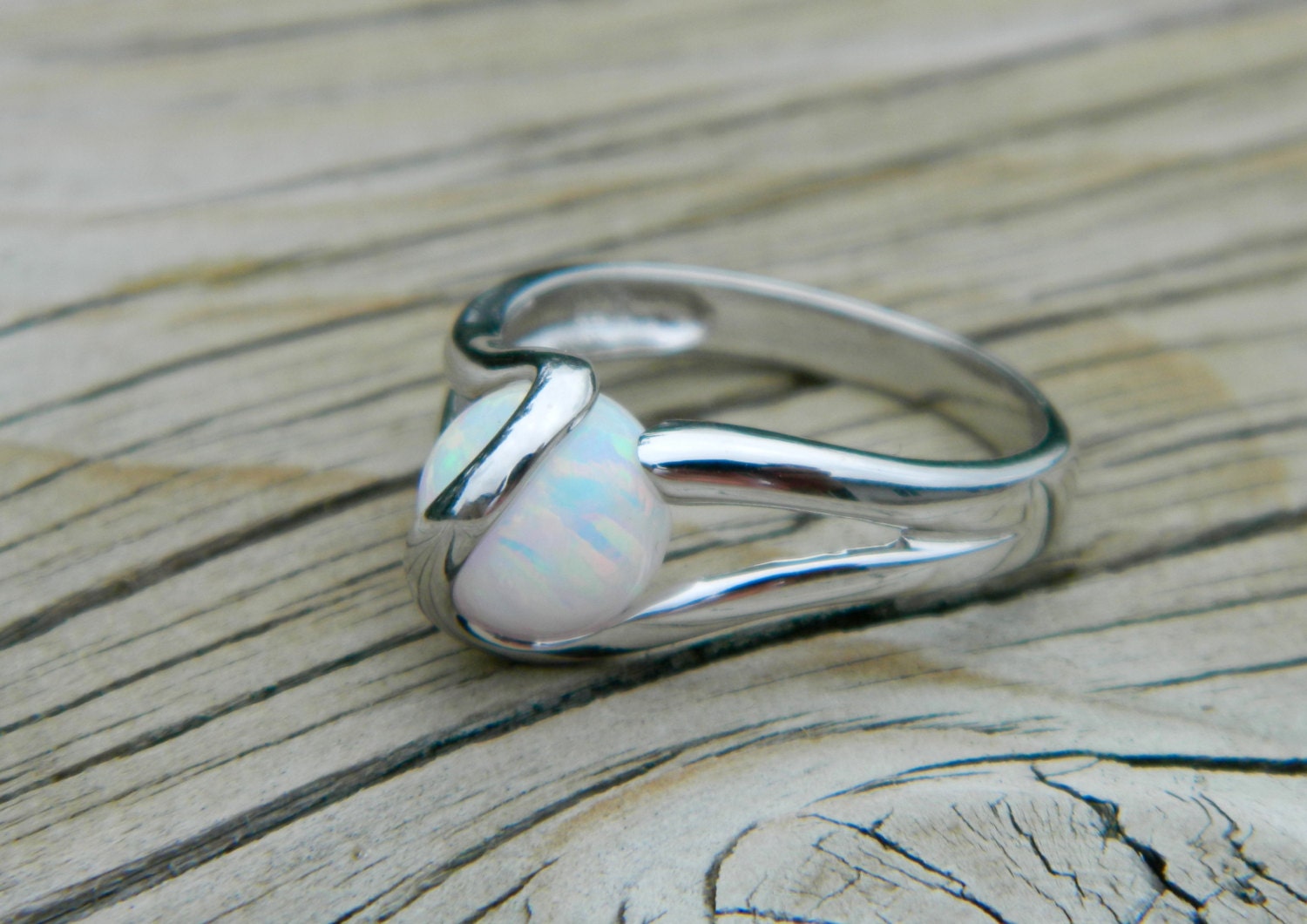 Interchangeable Marble Ring With 8mm Syn. White Opal - Etsy
