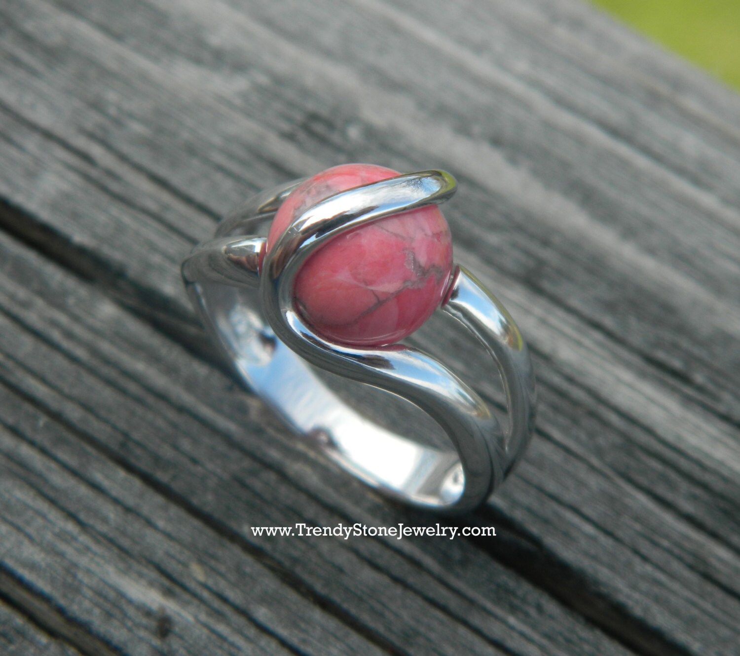 Interchangeable Ring With 10mm Pink Howlite Stone - Etsy