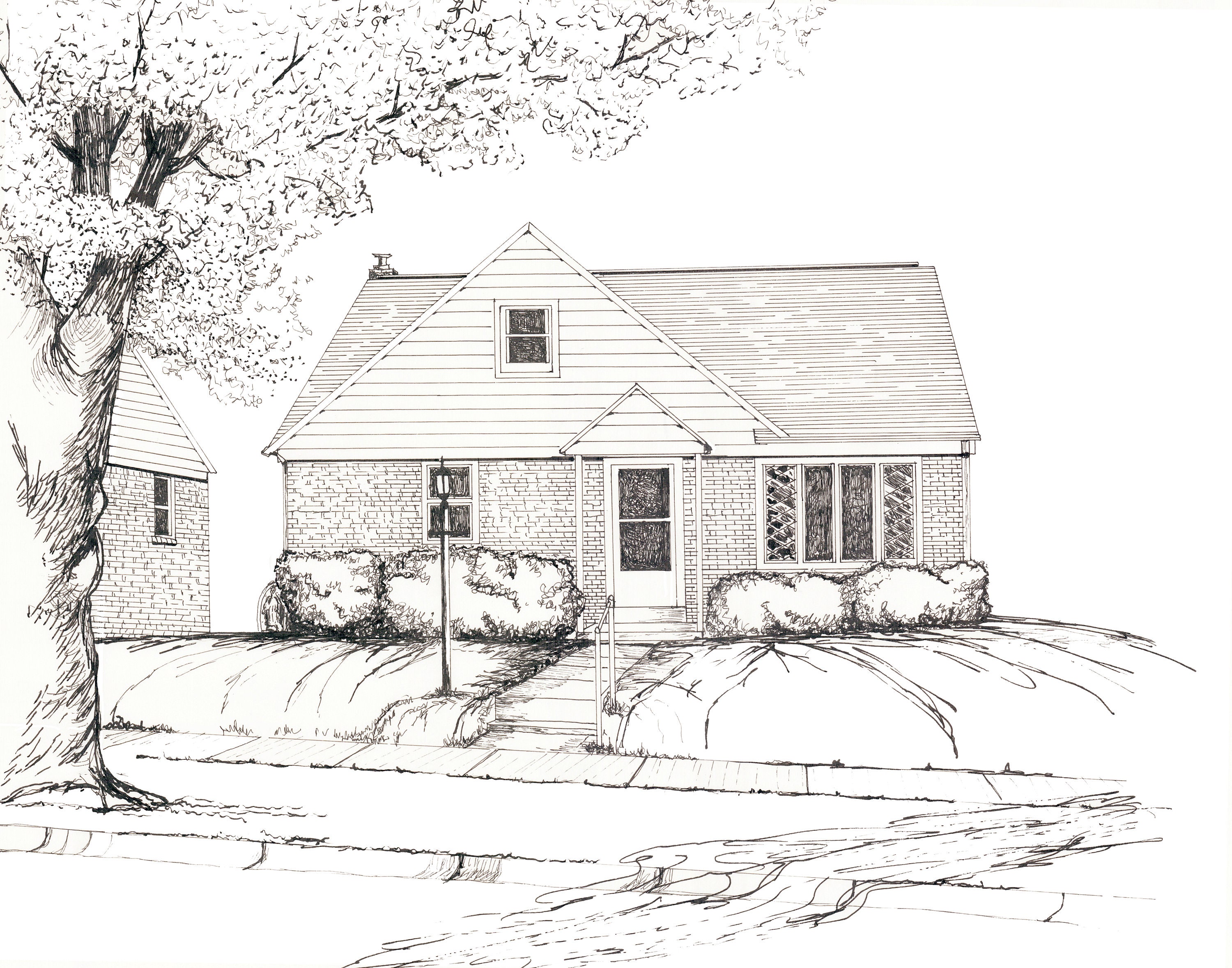 Custom Home Pen and Ink Drawing - Etsy