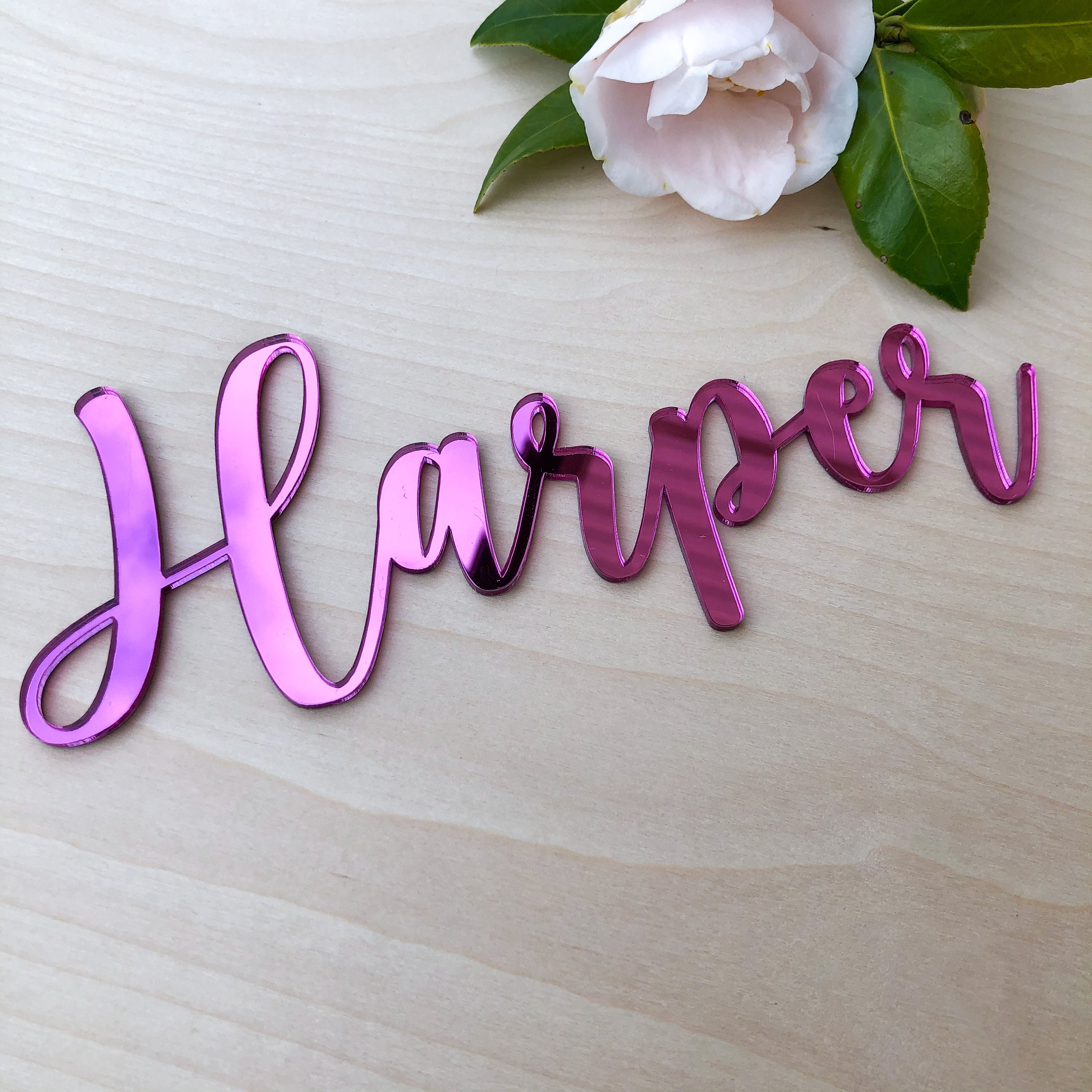Rose Gold Mirror Personalized Wall Name Plaque Acrylic Wood | Name Sign ...
