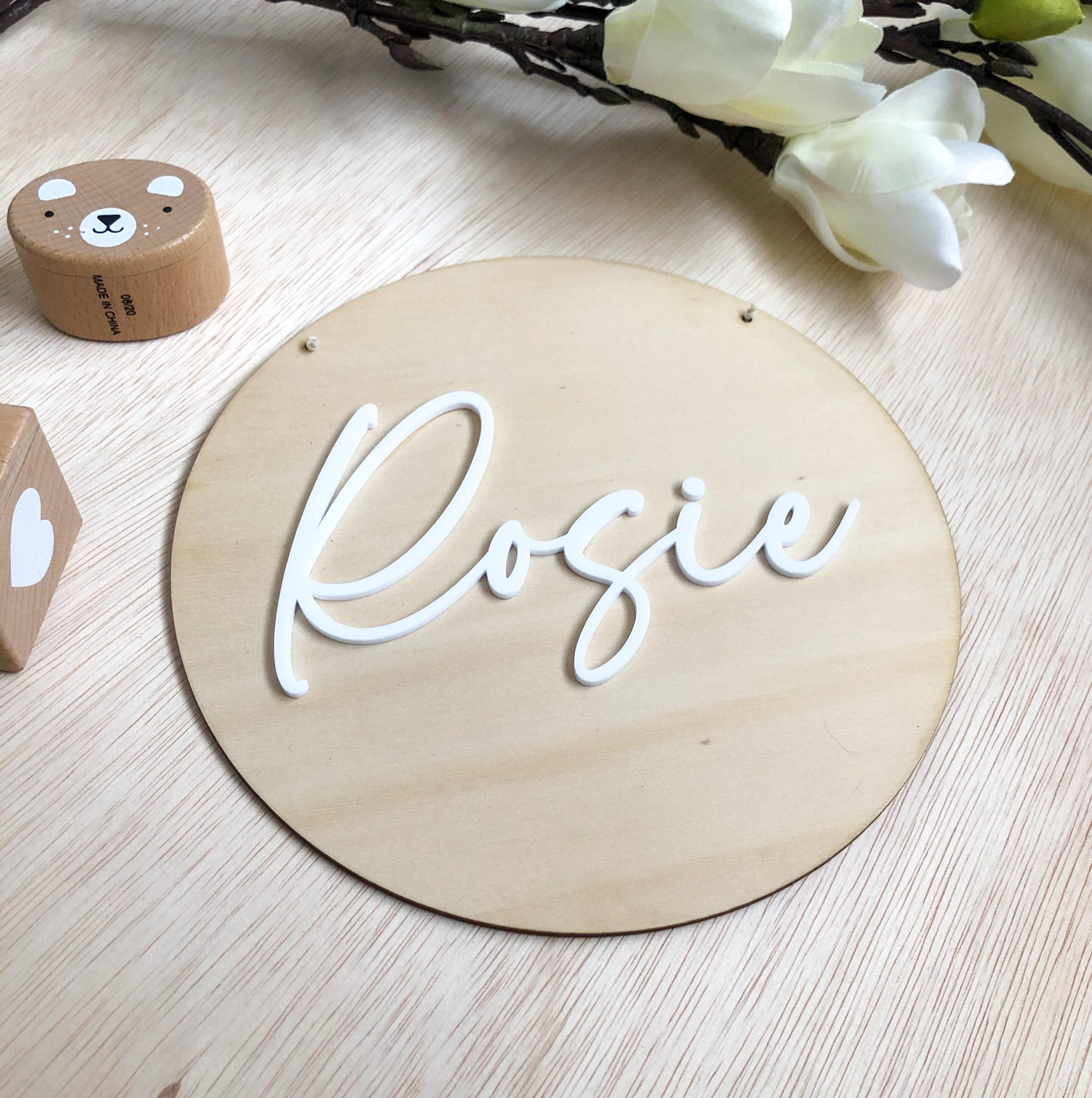 Custom Round Name Plaque Round Wood Hanging Door Sign | Etsy Australia