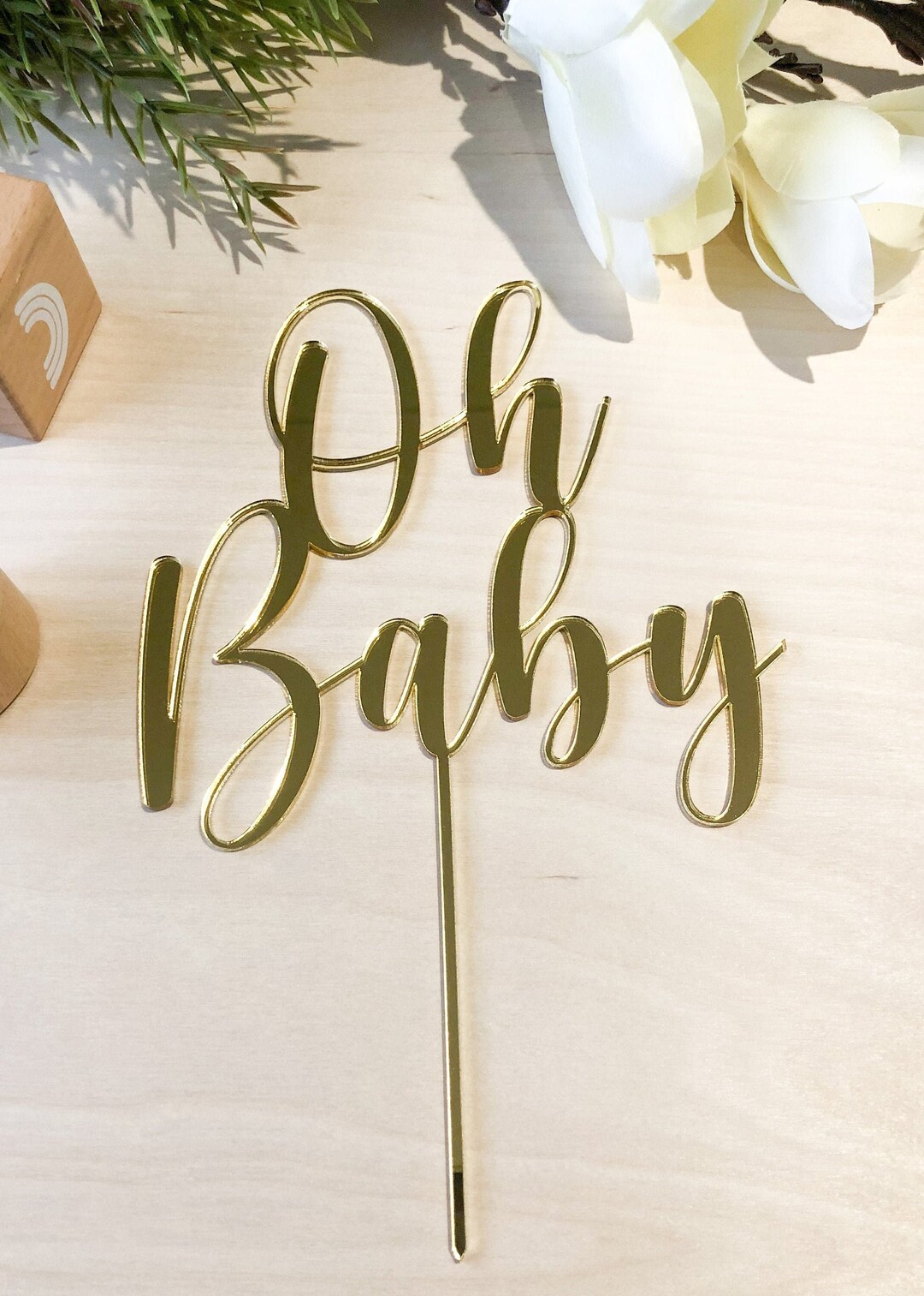 Personalised Custom Cake Topper Acrylic Gold Mirror Wood, First ...