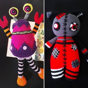 SALE 2 Crochet Patterns Space Alien Crab, Large Cat, Amigurumi Cat ...