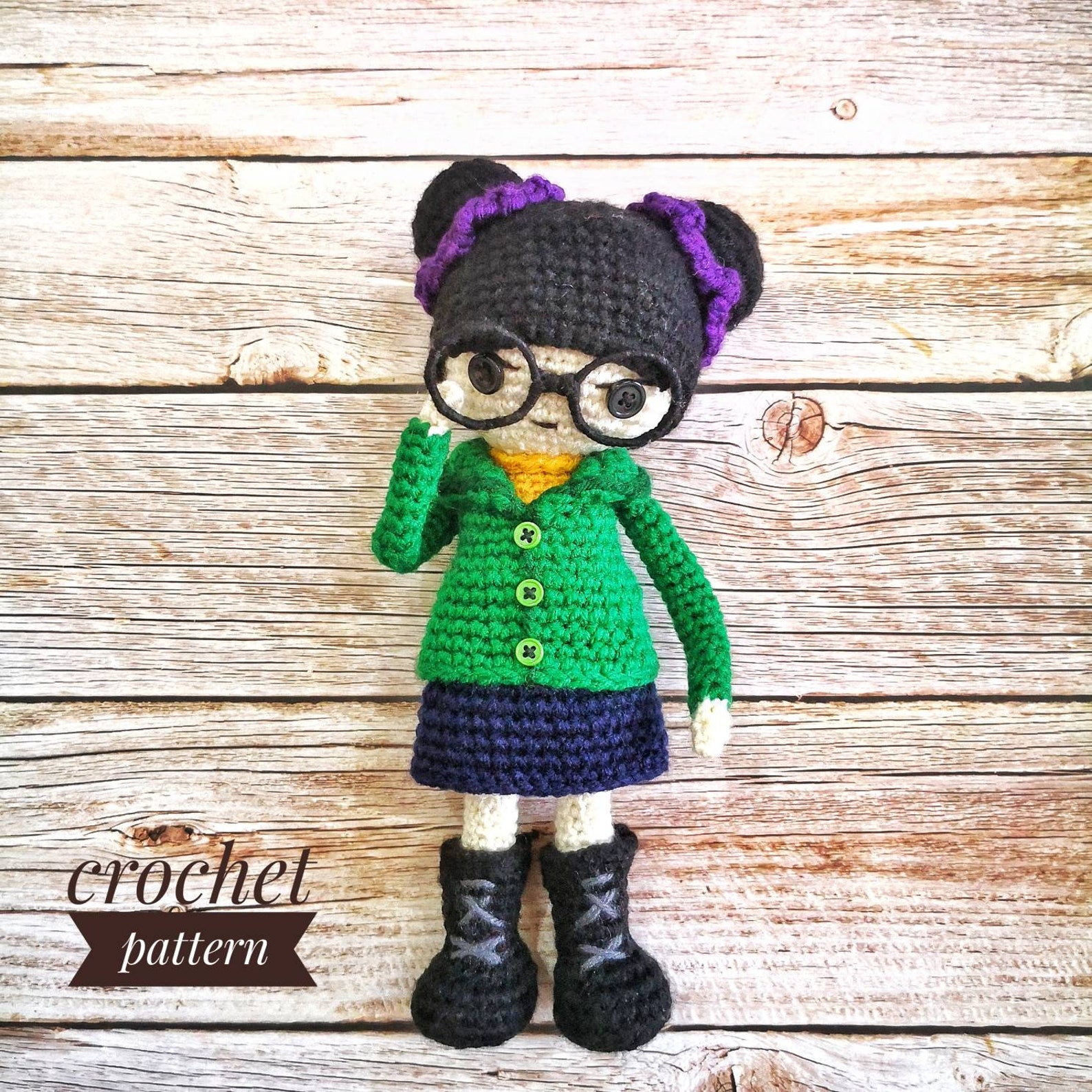 SALE 5 CROCHET PATTERNS Rebellious Grunge Girl, Punk Rock Emo Doll ...