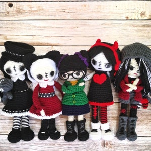 SALE 5 CROCHET PATTERNS Rebellious Grunge Girl, Punk Rock Emo Doll ...
