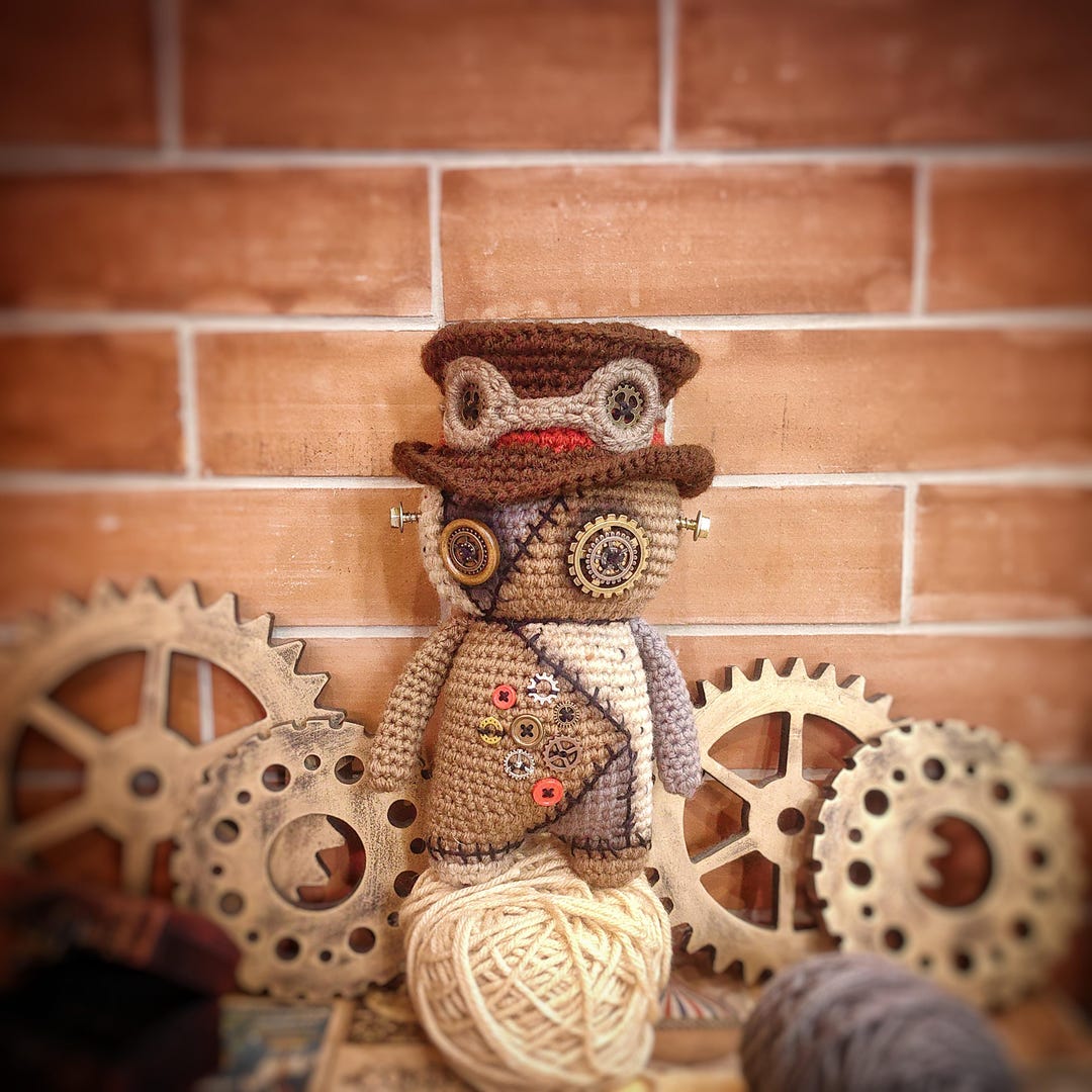Crochet Steampunk Voodoo Doll, Amigurumi Voodoo, Creepy Cute Doll, Goth ...