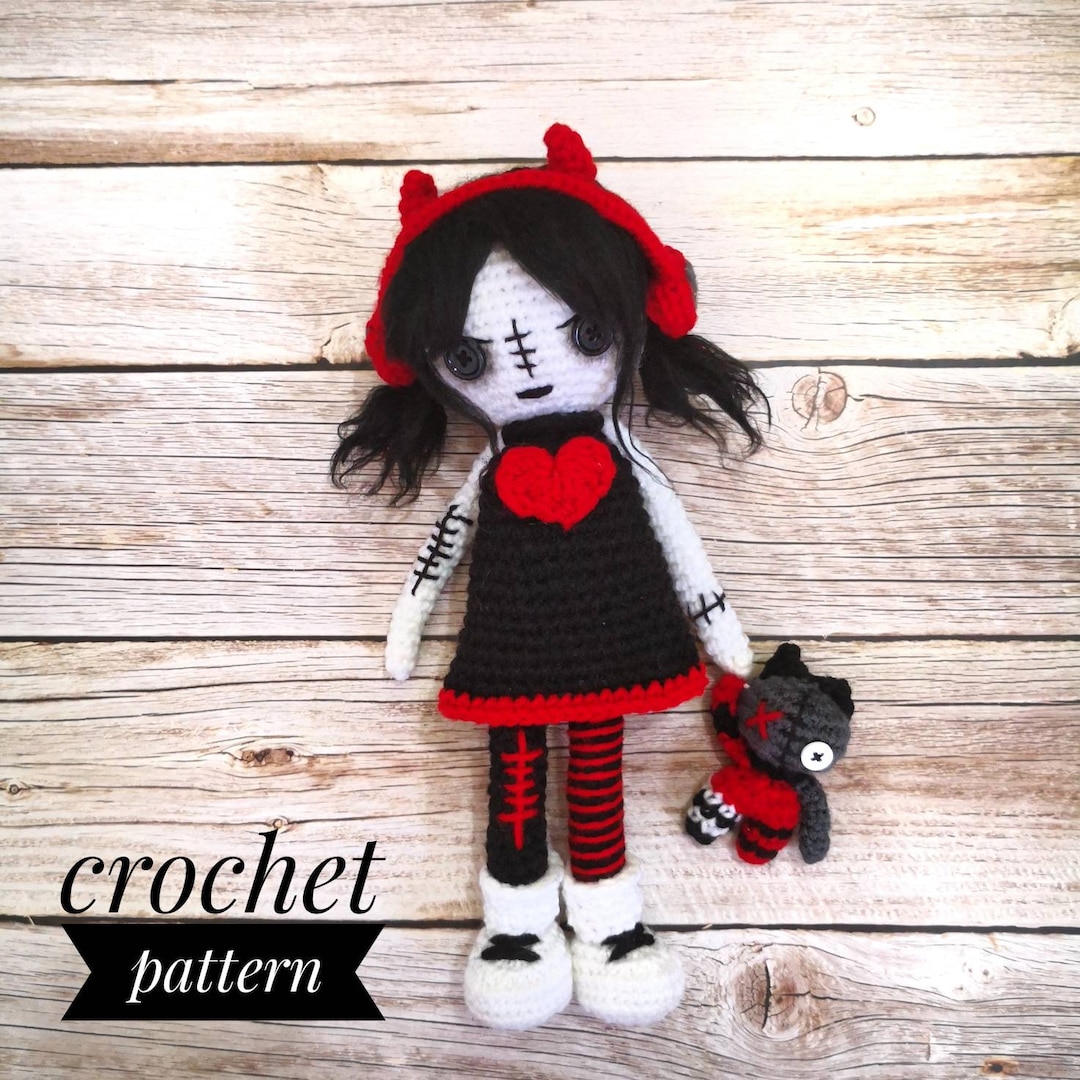CROCHET PATTERN Punk Rock Demon Girl, Goth Doll Amigurumi Pattern ...