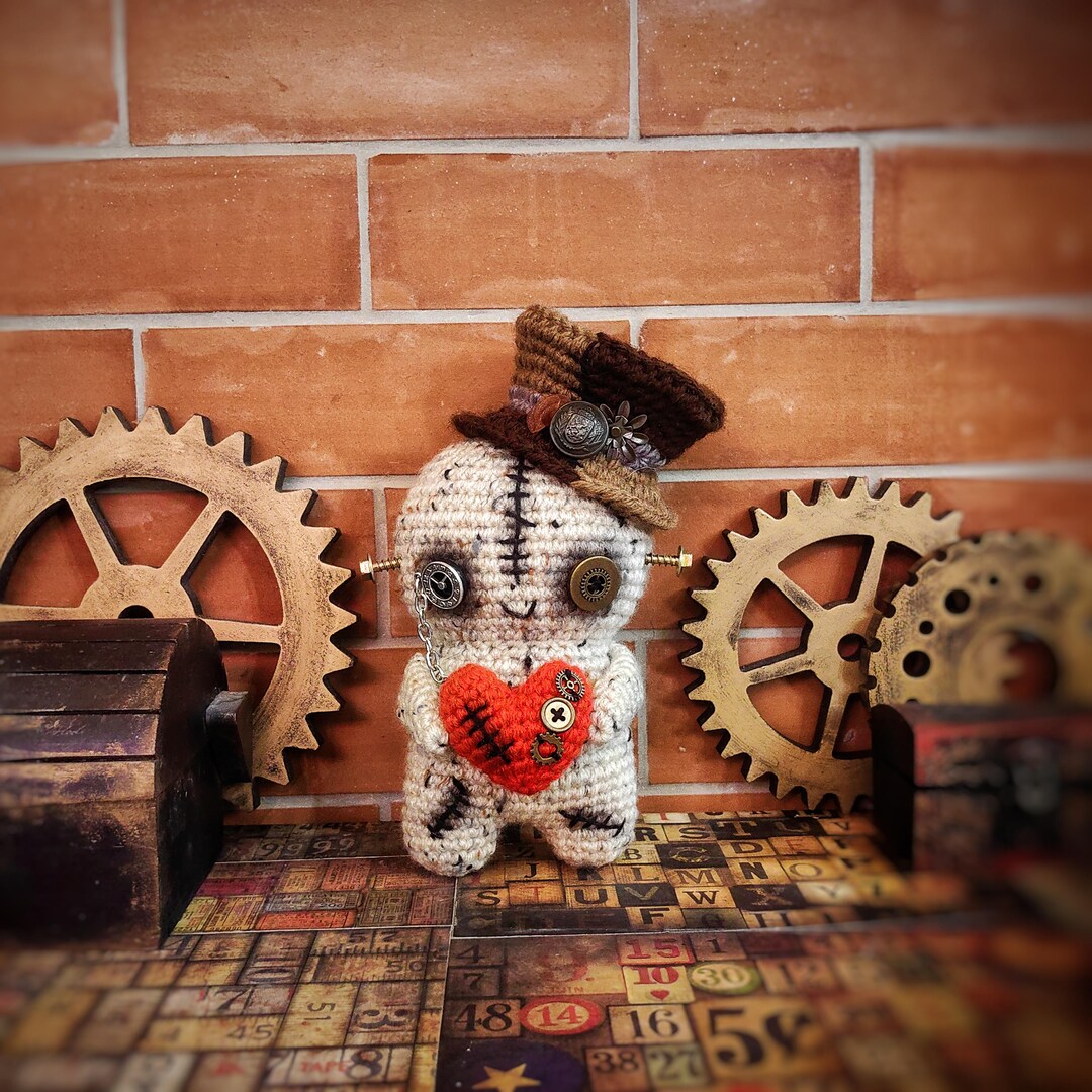 Crochet Steampunk Voodoo Doll, Amigurumi Voodoo, Creepy Cute Doll, Goth ...