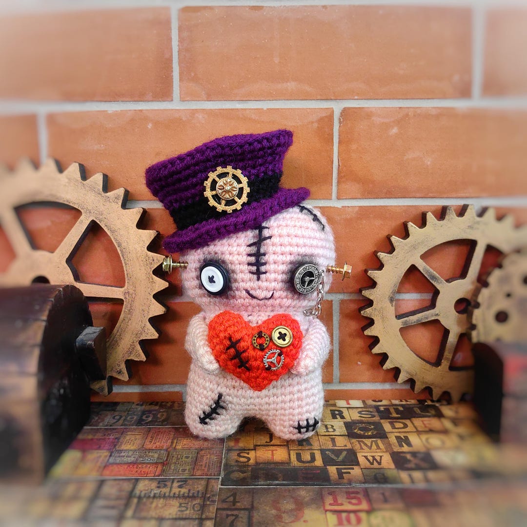 Crochet Steampunk Voodoo Doll, Amigurumi Voodoo, Creepy Cute Doll, Goth ...