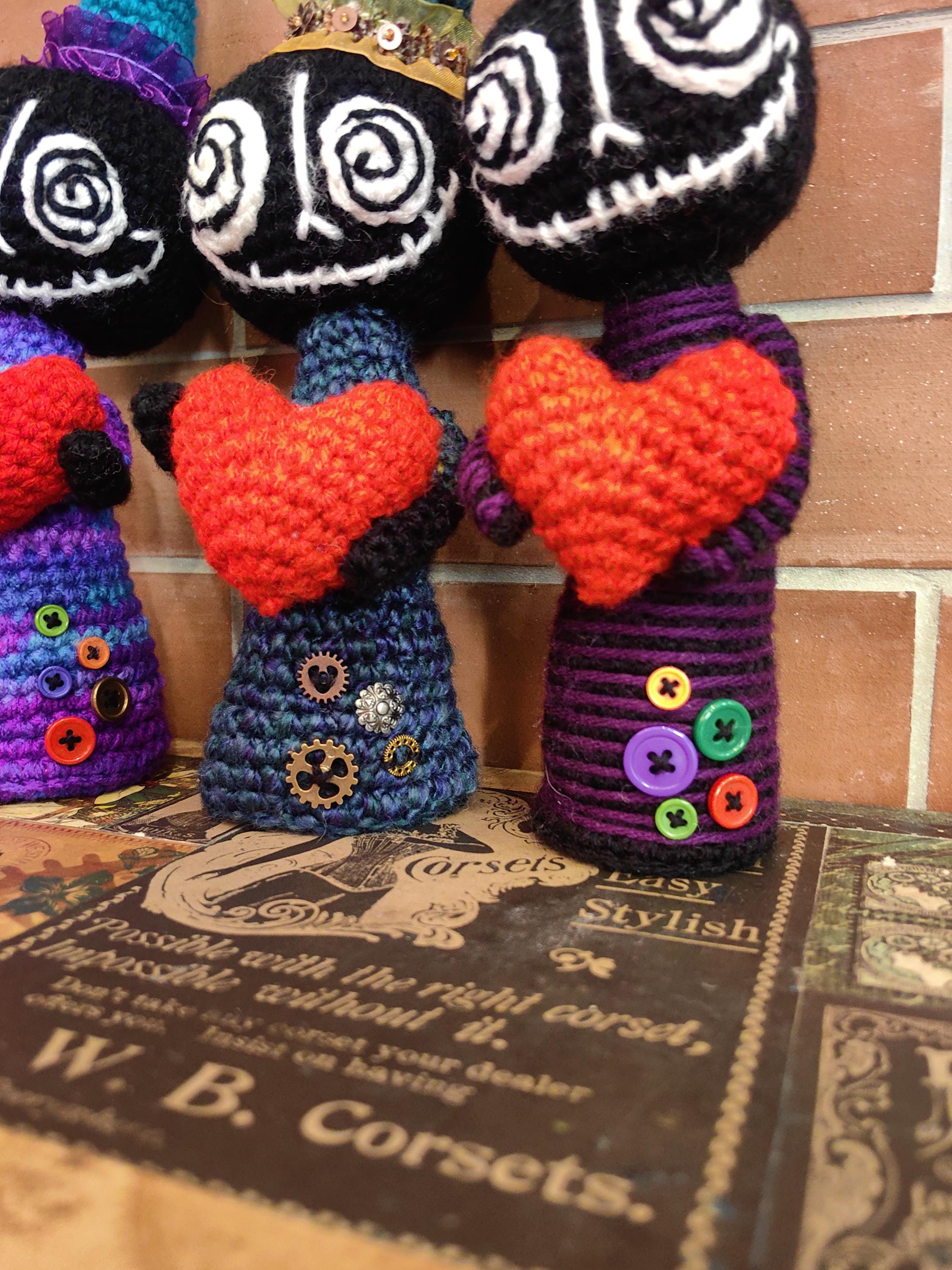 Amigurumi Art Doll, Goth Valentine, Steampunk Art Doll, Folk Art Doll ...